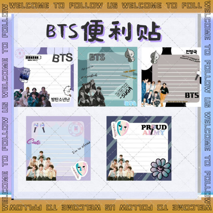 Korean fashion BTS peripheral Cute cartoon students learn sticky notes ...