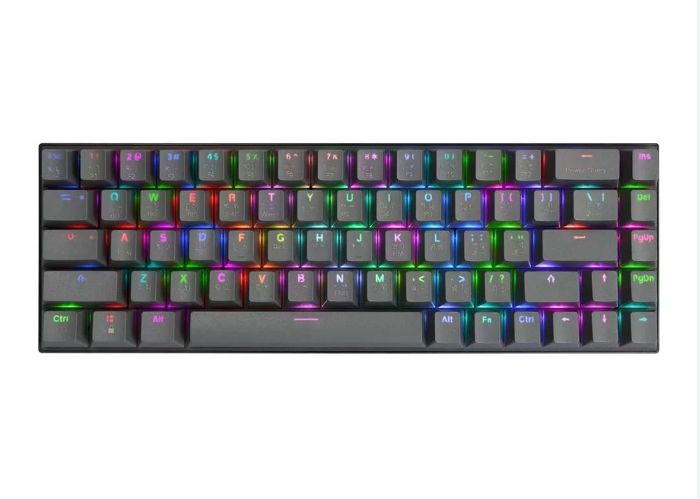 คีย์บอร์ดเกมมิ่ง Tsunami Gaming Keyboard MK-68 Pro Cement Gray Blue ...