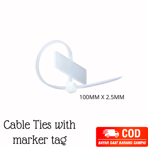 kabel TIES TIS pengikat with MARKER name tag label 100MM x 2.5MM warna ...