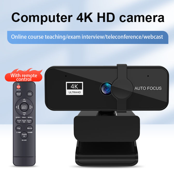Webcam 4K, Zoomable Webcam with Microphone and Remote, Equipped with Sony Sensor, 9X Digital ...