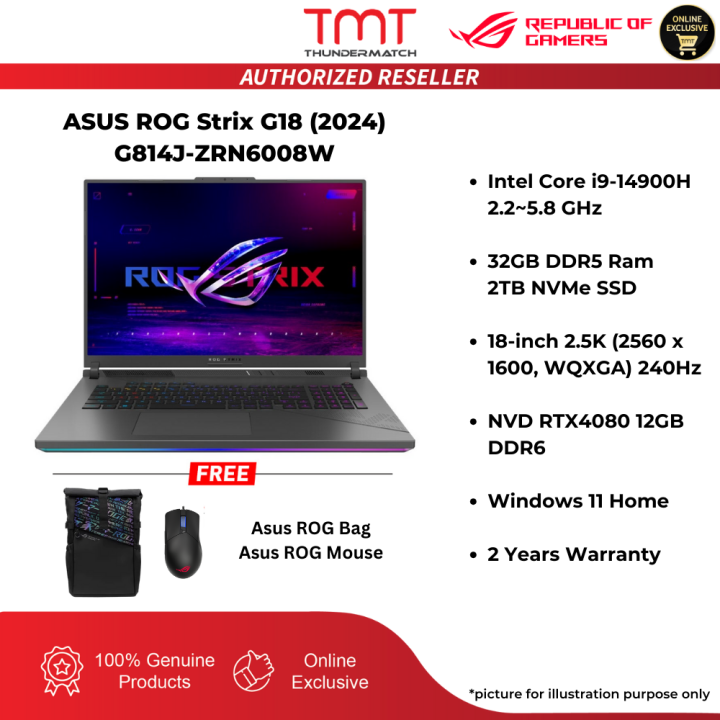 ASUS ROG Strix G18 (2024) G814J-ZRN6008W Gaming Laptop (ECLIPSE GRAY ...