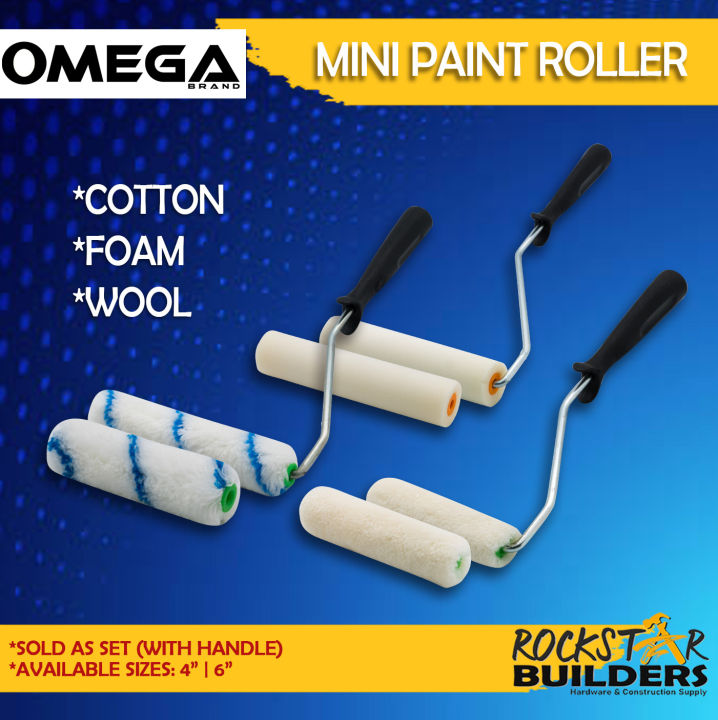 OMEGA Mini Paint Roller with Handle COTTON/FOAM/WOOLMAX 4in | 6in ...