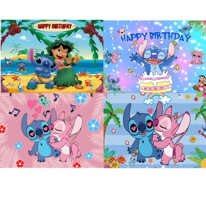 120*80cm Cartoon Lilo & Stitch Theme Party Backdrops Photo Studio Hawai ...