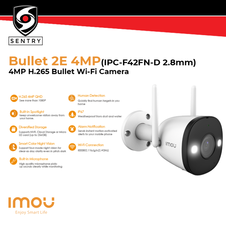 IMOU Bullet 2E 4MP(IPC-F42FN-D 2.8mm) 4MP H.265 Bullet Wi-Fi Camera ...