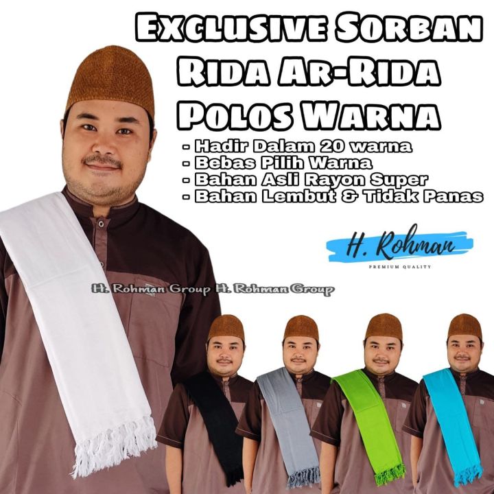 COD sorban rida ar-rida Hitam polos / Putih Polos & Banyak Warna ...