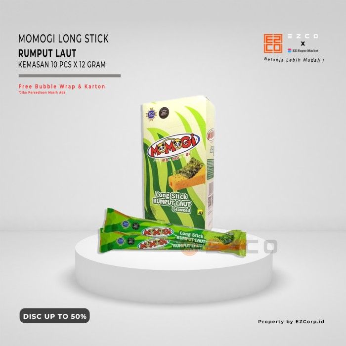 MOMOGI LONG STICK RUMPUT LAUT KEMASAN BOX SACHET ISI 10 PCS X 12 GRAM ...
