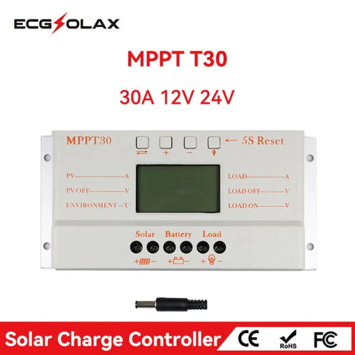 30A MPPT Solar Charge Controller LCD 5V USB Output 12V 24V Auto Solar Battery Solar Panel Home ...