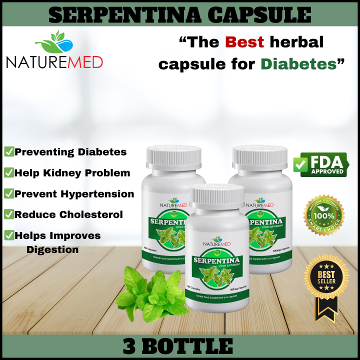 [3 BOTTLES] NatureMed Serpentina Capsule | Anti-Diabetes | Herbal ...