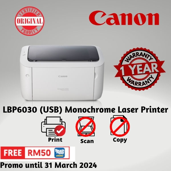 (FREE TNG RM50) Canon LBP6030 LBP6030W Laserjet Printer (Print Only) | Lazada