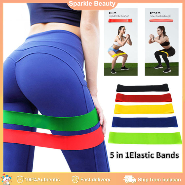 5 in 1 Resistance Band Fitness Set Exercise Loops Latex Elastic Bands ...