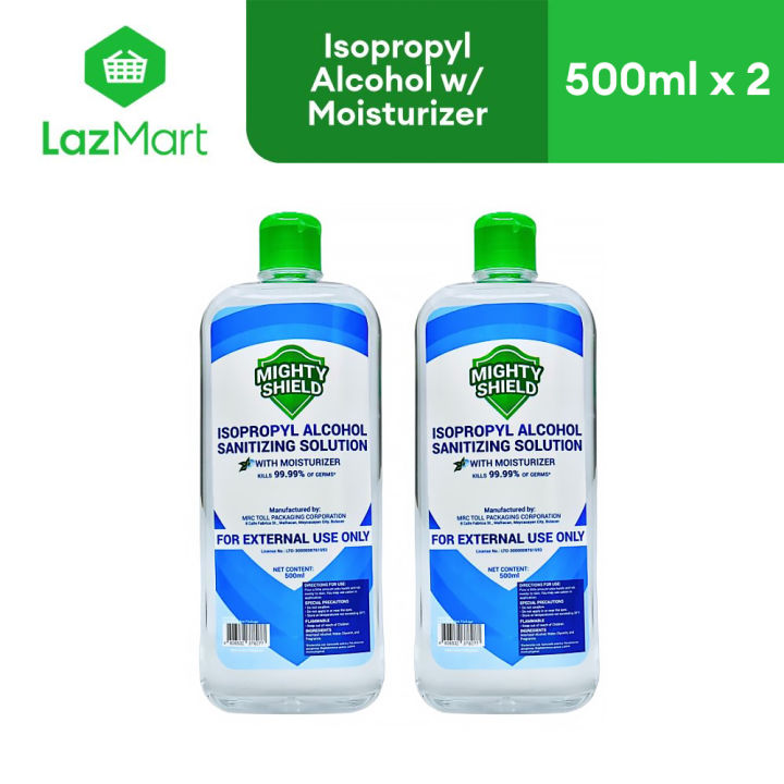 Mighty Shield Isopropyl Alcohol 70% with Moisturizer 500ml - Pack of 2 ...