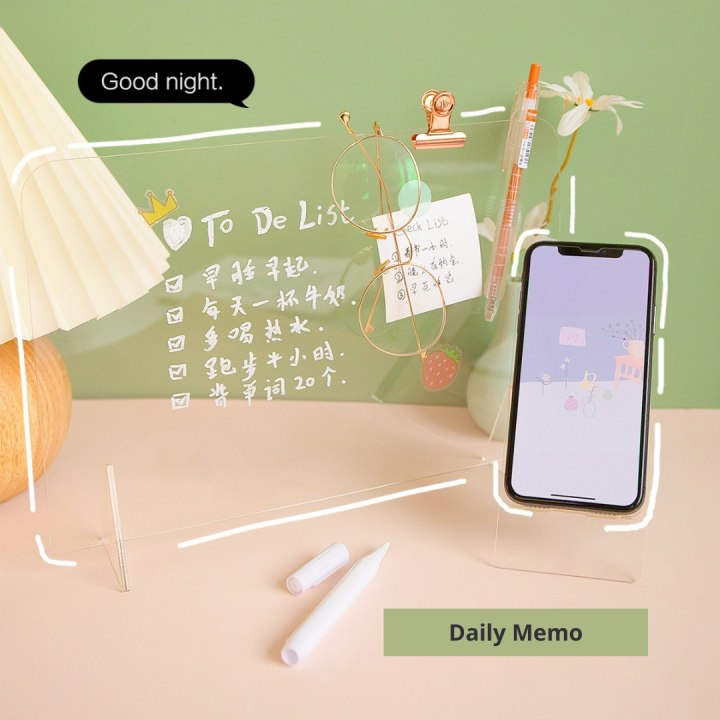 Transparent Acrylic Memo Board with Stand and Marker | Message Daily To ...