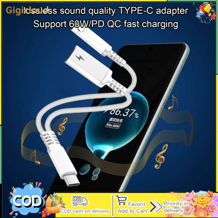 USB C To 3.5mm AUX USB C Cable Stereo Audio Adapter Cables PD 60W Fast ...