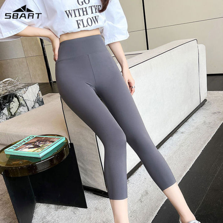 SBART กางเกงบางสำหรับผู้หญิงเลคกิ้งสำหรับใส่ไปข้างนอกเอวสูงยกสะโพกเหน็บเอวขาเรียวเข้ารูปเจ็ดจุด ...
