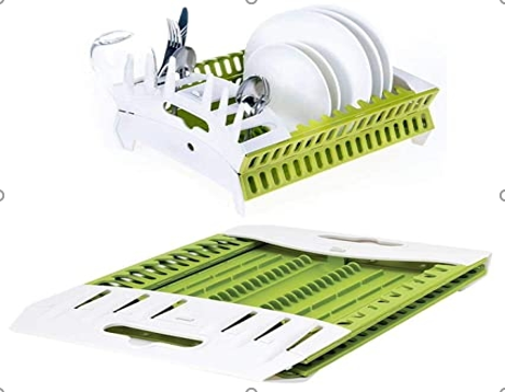 Foldable Green Compact Dish Rack Kitchen Utensil Storage Stand Plastic ...