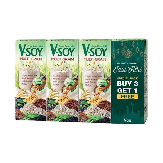 Paket Special V-SOY Susu VSOY Multi Grain Soy Milk UHT 200 ml Tau Cing ...
