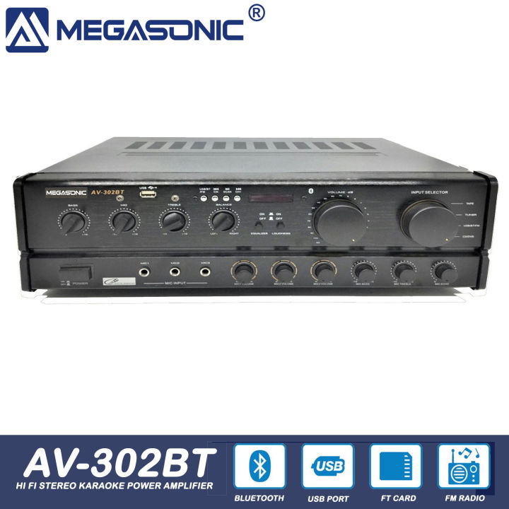 MEGASONIC AV-302 BT Stereo Karaoke Power Amplifier | Lazada PH