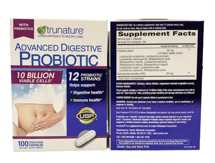 🔥🔥Exp.07/2025 Trunature Advanced Digestive Probiotic 100 Capsules ...
