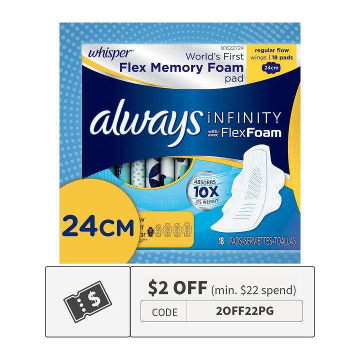 Whisper Always Infinity Size 1 Regular With Wings Unscented 24cm ...