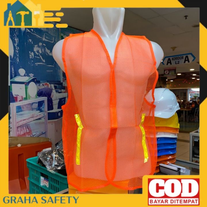 Rompi Jaring Safety Proyek Murah Warna Orange - Rompi Safety Jaring ...