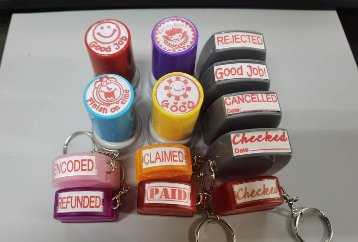 self ink stamps Teacher and kids, office, RECORDED, PAID , Common words ...