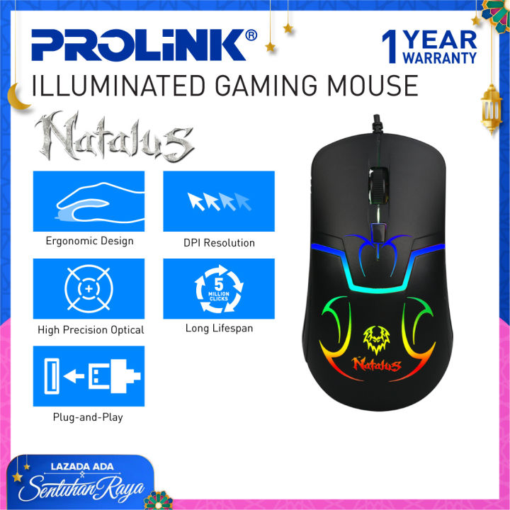 Prolink PMG9000 Series 7-Colour Illuminated Wired USB Gaming Mouse *NO ...