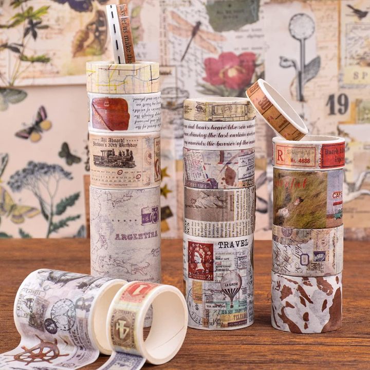 Vintage Washi Tape Set of 18 Rolls Old Map Stamp Letter Newspaper ...
