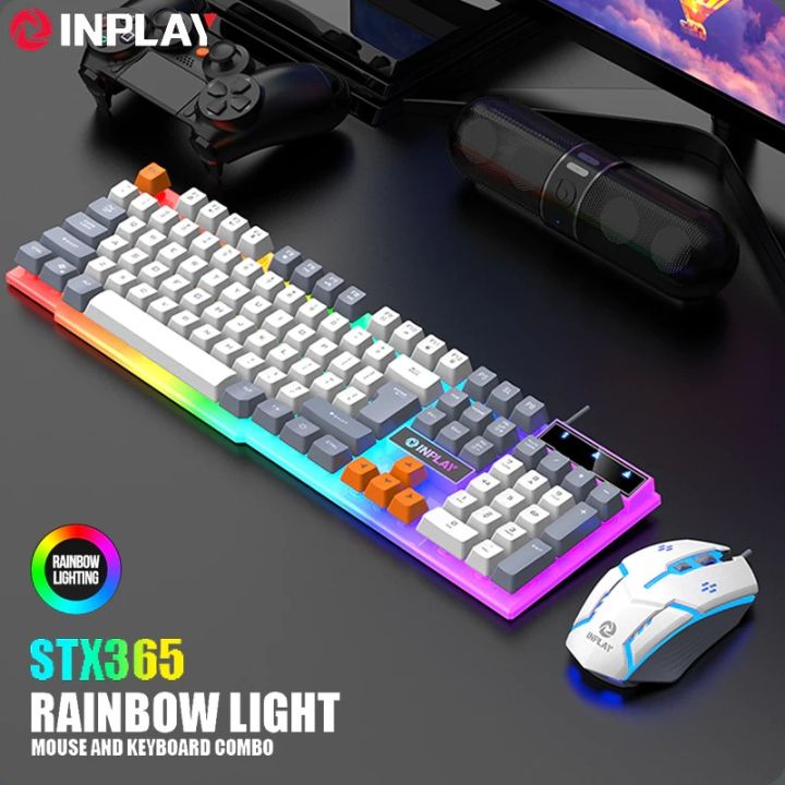 Inplay STX365 Colorful Keyboard and Mouse Set Combo Wired Gaming ...