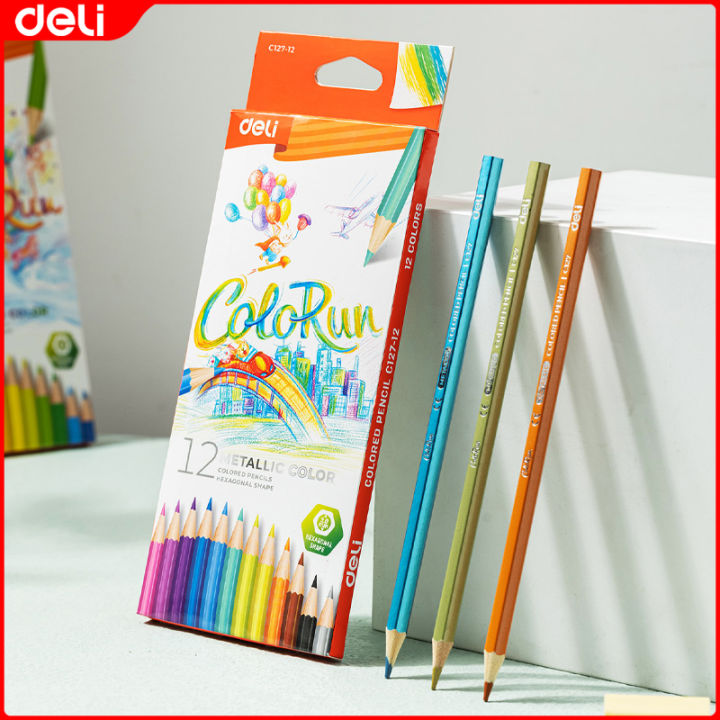 Deli Colored Pencils EC127-12 Metallic (12 Colors/box) | Lazada PH