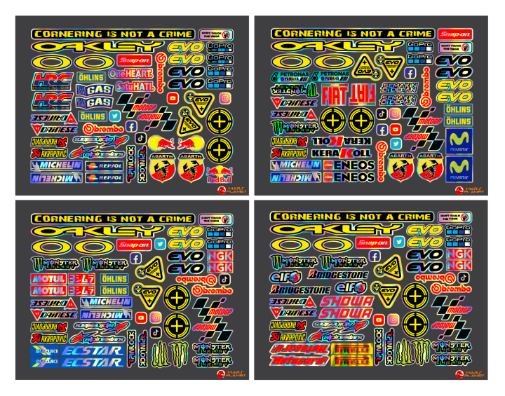 EVO HELMET VISOR STICKER DECAL SET REFLECTIVE HOLOGRAM/ MATTE /GLOSSY ...