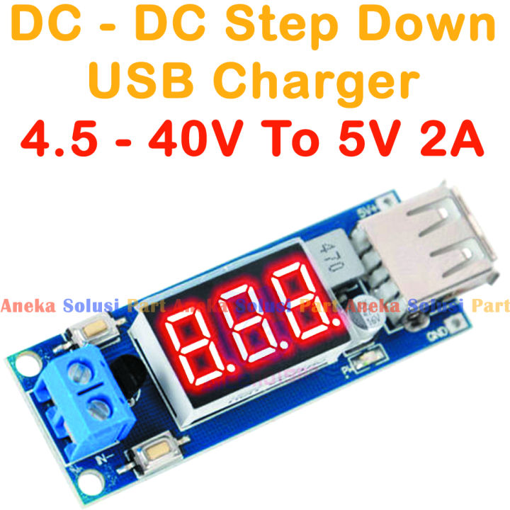 DC-DC Step Down USB Charger 4.5-40V To 5V 2A Power Module DC Voltmeter ...