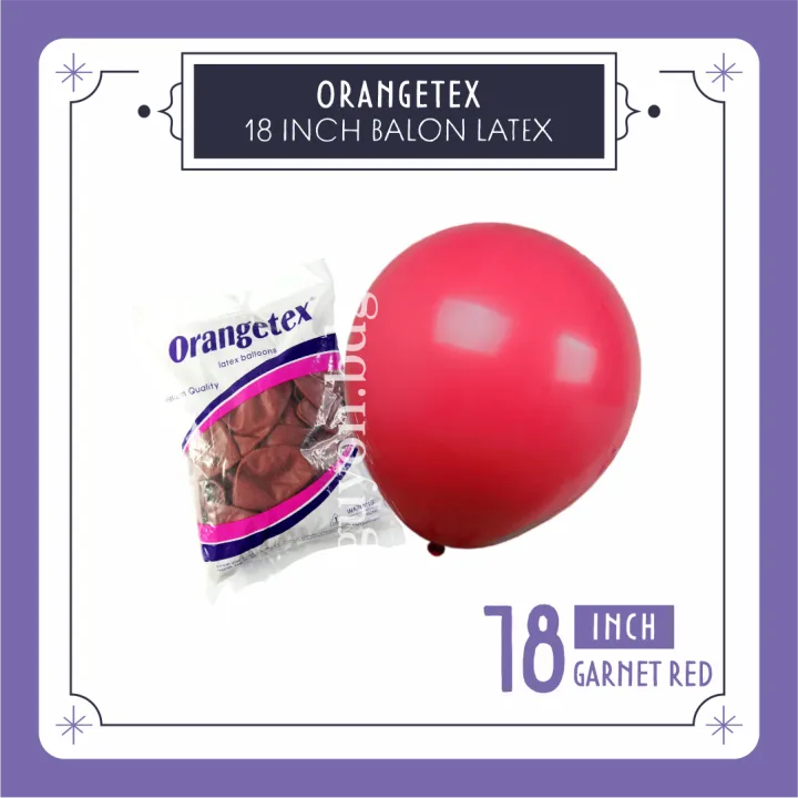 18 INCH PACK GARNET RED BALON LATEX ORANGETEX - 10INCH BALON ULANG ...