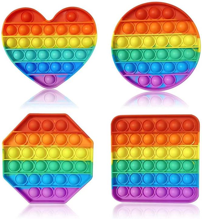 New Rainbow Pop It Round Fidget Kids Toy Push Bubble Stress Relief ...