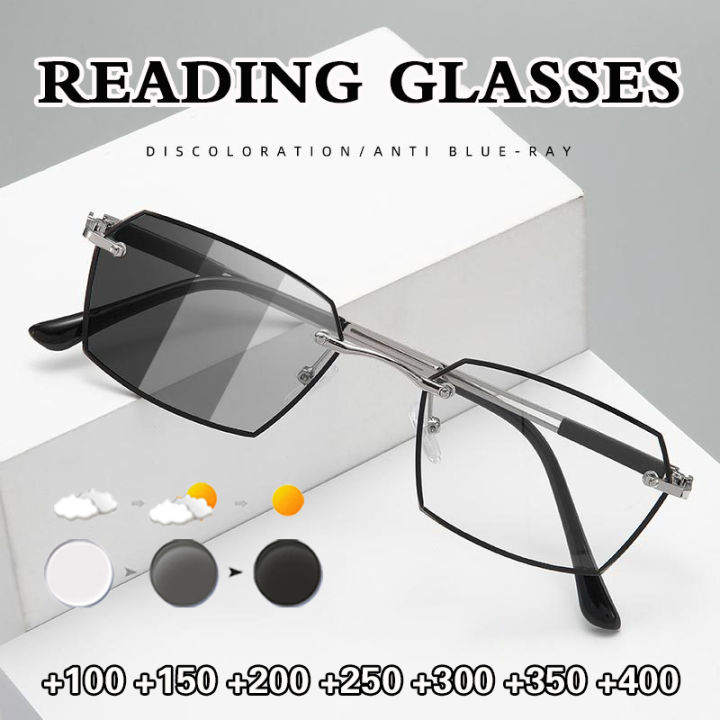 3 in 1 Photochromic Reading Glasses Fashion Business Presbyopia glasses ...