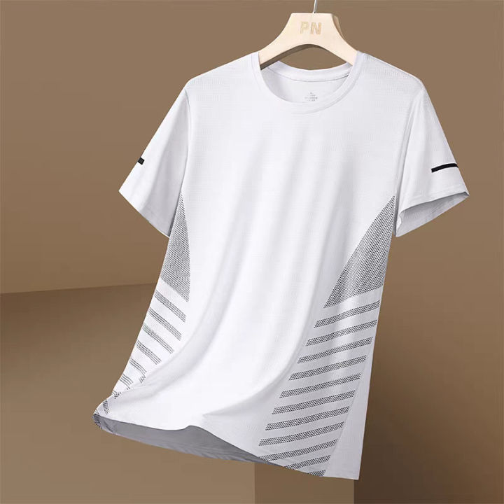 Ick Silk Quick Drying Shirts Crew Neck Thin Summer Cool Feeling Elastic ...
