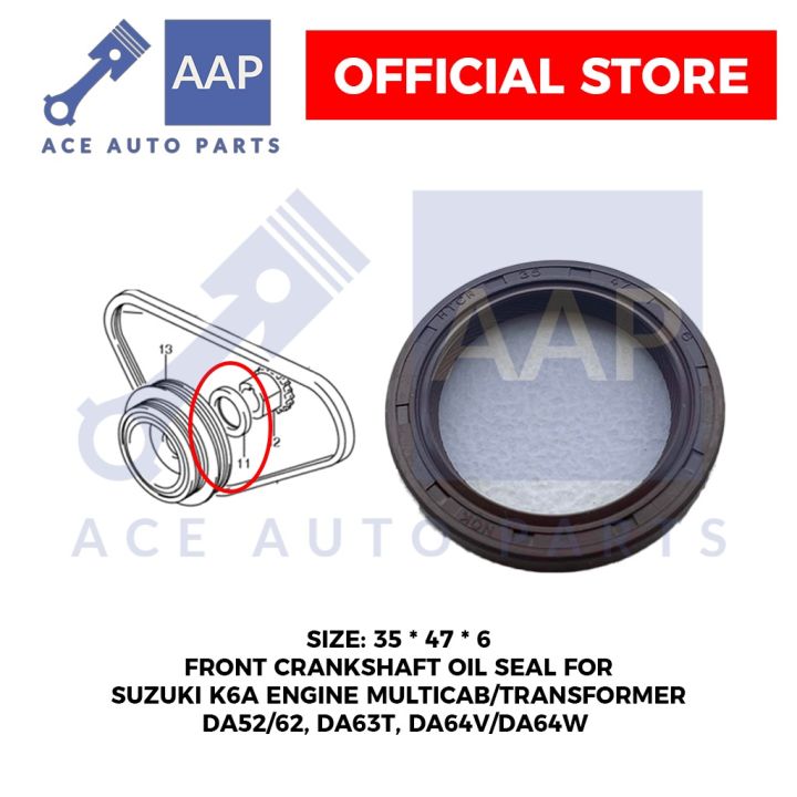 Suzuki K6A Front Crankshaft Oil Seal Multicab Transformer DA52 62 DA63T ...