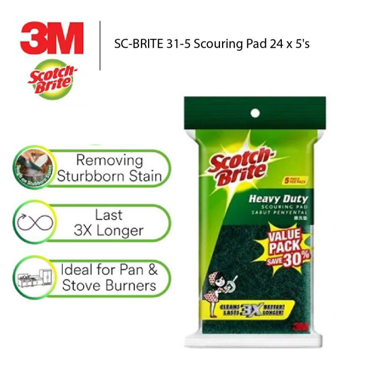 3M SCOTCH-BRITE 31-5 Scouring Pad (1x 5's) | Lazada