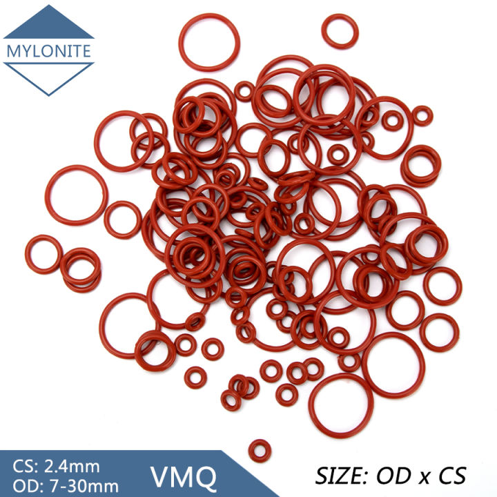 Durable Red VMQ Silicone Rubber Sealing Oring 20pcs Diameter 7mm-30mm Thickness 2.4mm Gasket ...