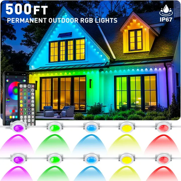 Permanent Outdoor Lights for House Waterproof, IP67 LED Eave Lights ...