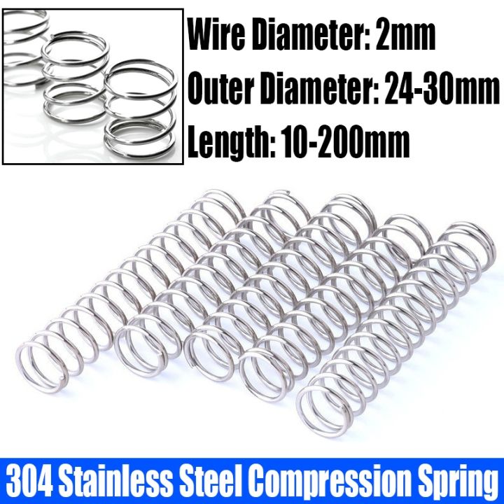 【LZ】 1/4PCS 2mm Wire Diameter Compression Spring 304 Stainless Steel Pressure Spring Return ...