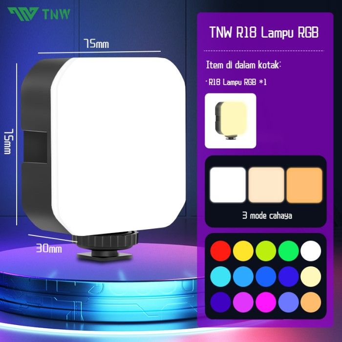 TNW Lampu RGB Portable Lampu LED Mini Lampu Fotografi untuk HP Kamera ...