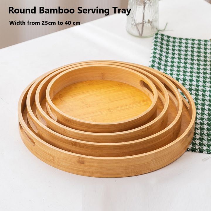 Singapore Bamboo Serving Tray Round Circle Shape Trays Tea Bar ...