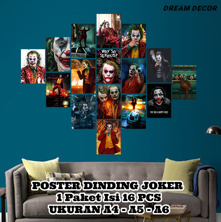 Isi 16 PCS Poster Dinding Tema Joker Ukuran A4 A5 A6 Poster Kekinian ...