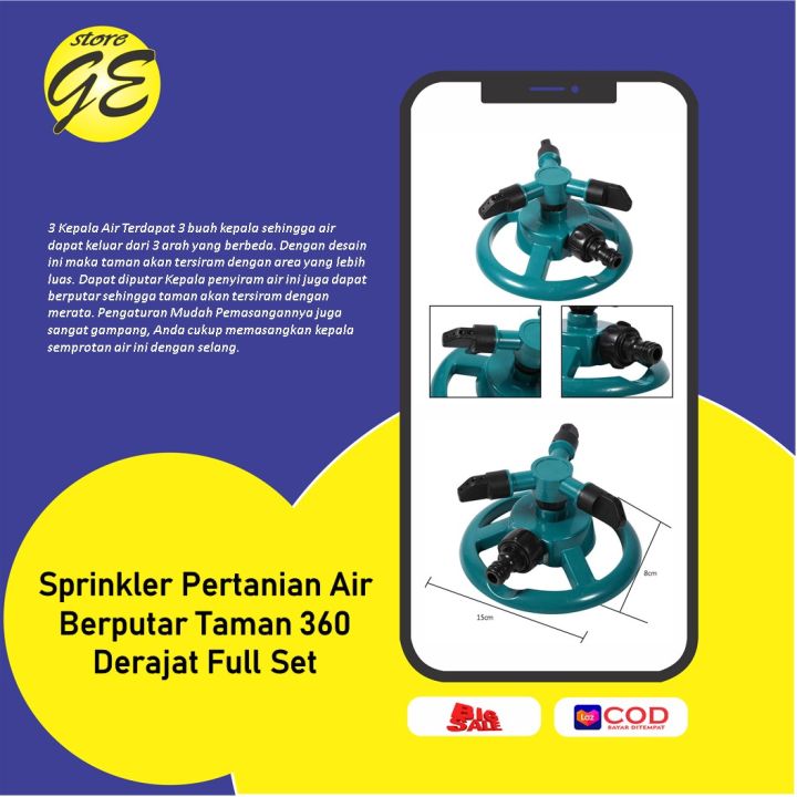 Sprinkler Pertanian Air Berputar Taman 360 Derajat Full Set | Lazada ...