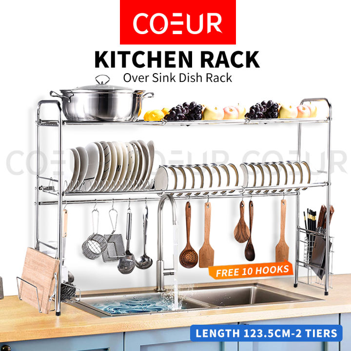 COEUR 304 Stainless Steel Kitchen Sink Rack Dish Drying Rack Rak Dapur ...