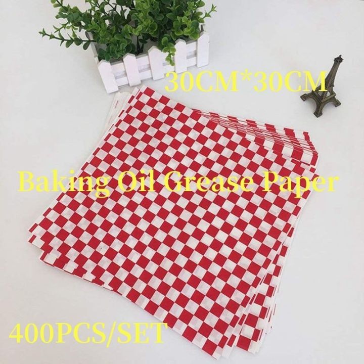 Fast delivery 】500Pcs/set 30*30CM Black/Red Checkered Deli Basket Liner ...