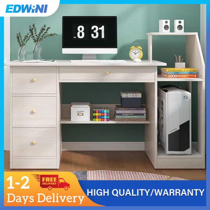 EDWINI 80/100/120CM Office Table with Drawers Study Table Computer ...