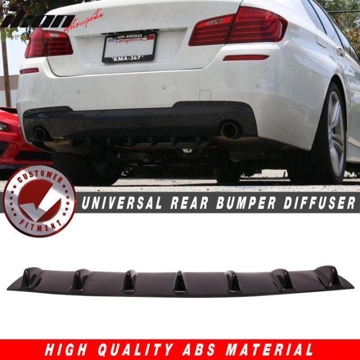 Universal Rear Bumper Lip Diffuser Carbon Fiber Spoiler ABS 7 Fins ...