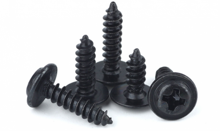 100PCS M1.2 Round Pan Head Phillips Self Tapping Screw With Pad Black ...