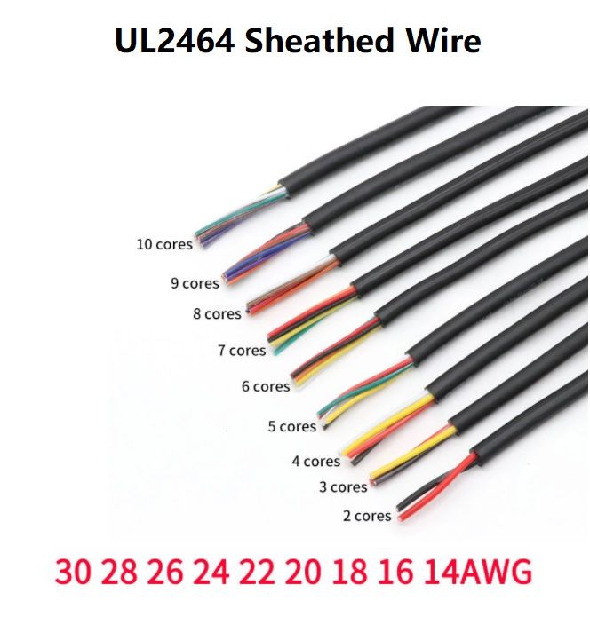 2Meter UL2464 Sheathed Wire Cable 30 28 26 24 22 20 18 16AWG Copper Signal Cable 2 3 4 5 6 7 8 9 ...